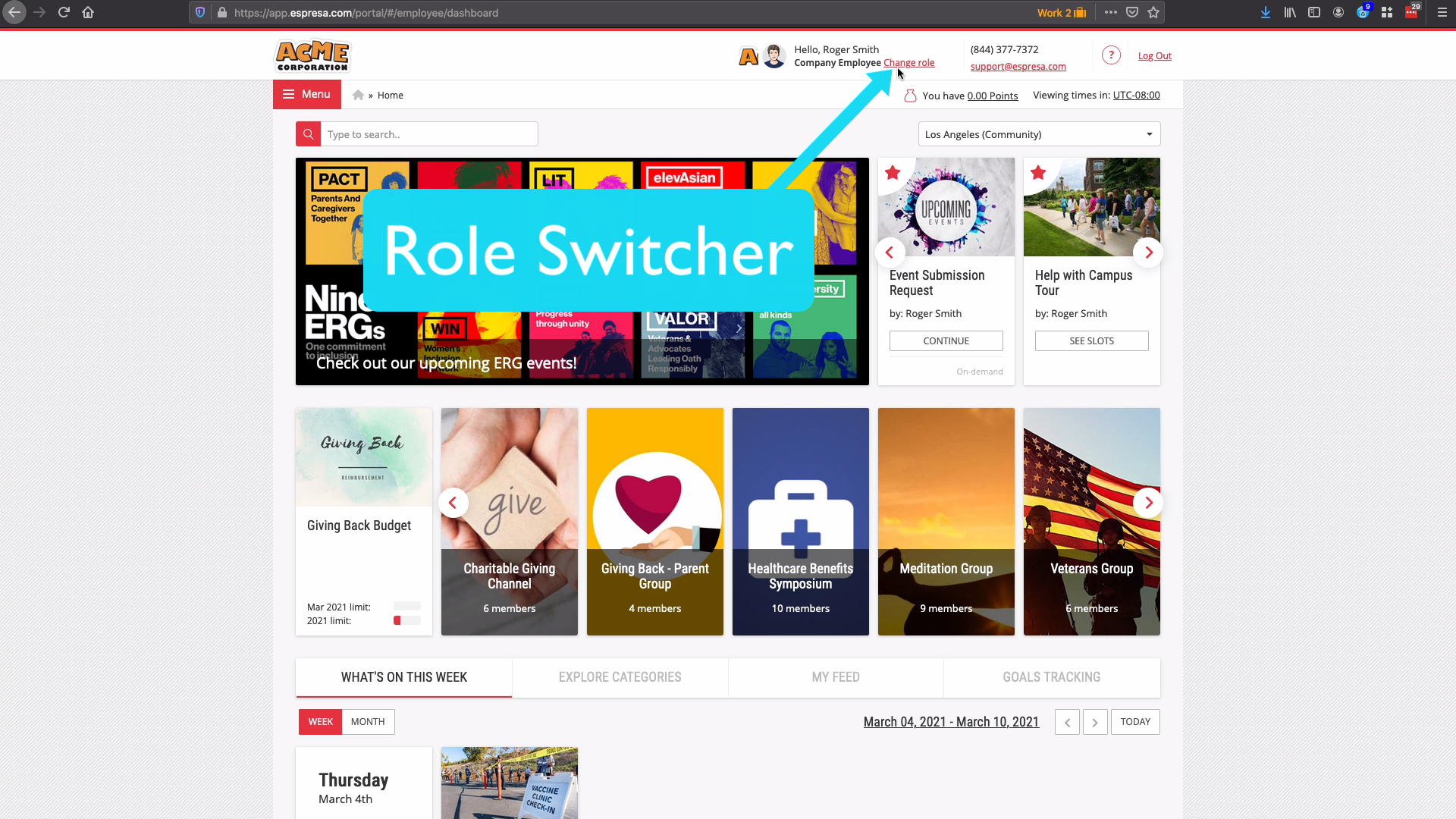 How do I switch my role from Employee to Company Admin or Organizer ...