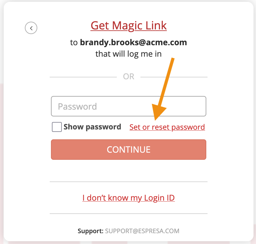 How do I reset my password? – Espresa